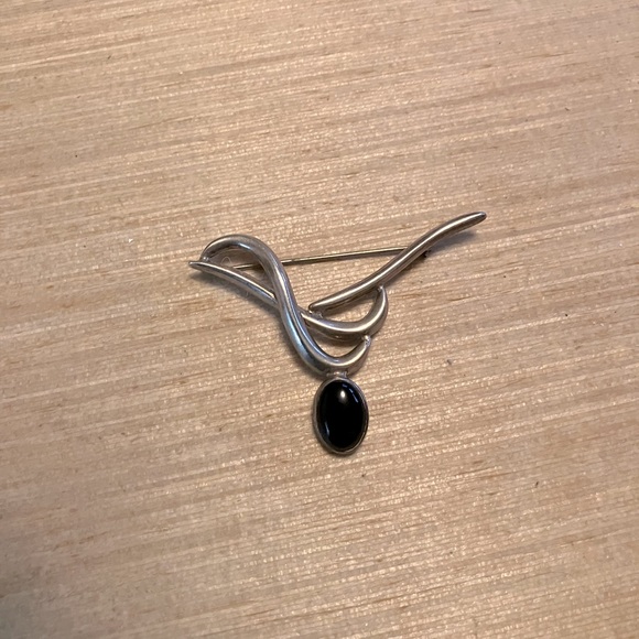 Jewelry | Vintage Sterling Silver Pin With Black Onyx | Poshmark